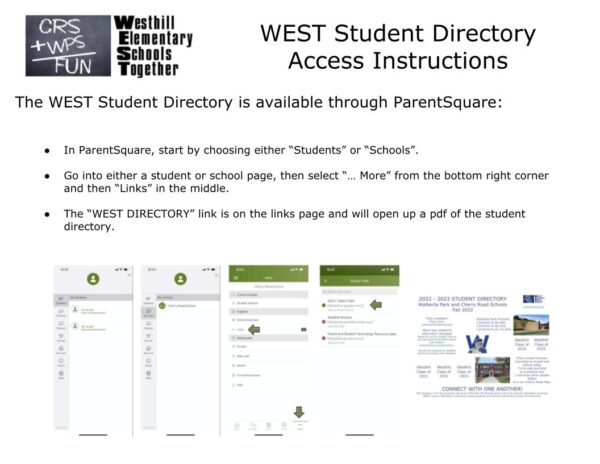 Student Directory – WEST Parent Organization